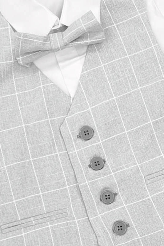 Boys Light Grey Check Trouser Suit | Boys Wedding Suit | Charles Class
